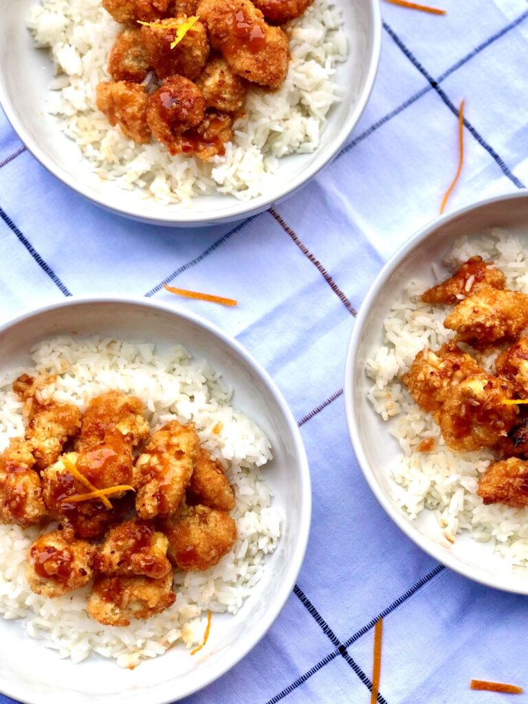 Crispy Orange Chicken with Coconut Rice - The Menu Maid