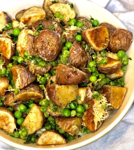 Roasted Potatoes And Peas - The Menu Maid