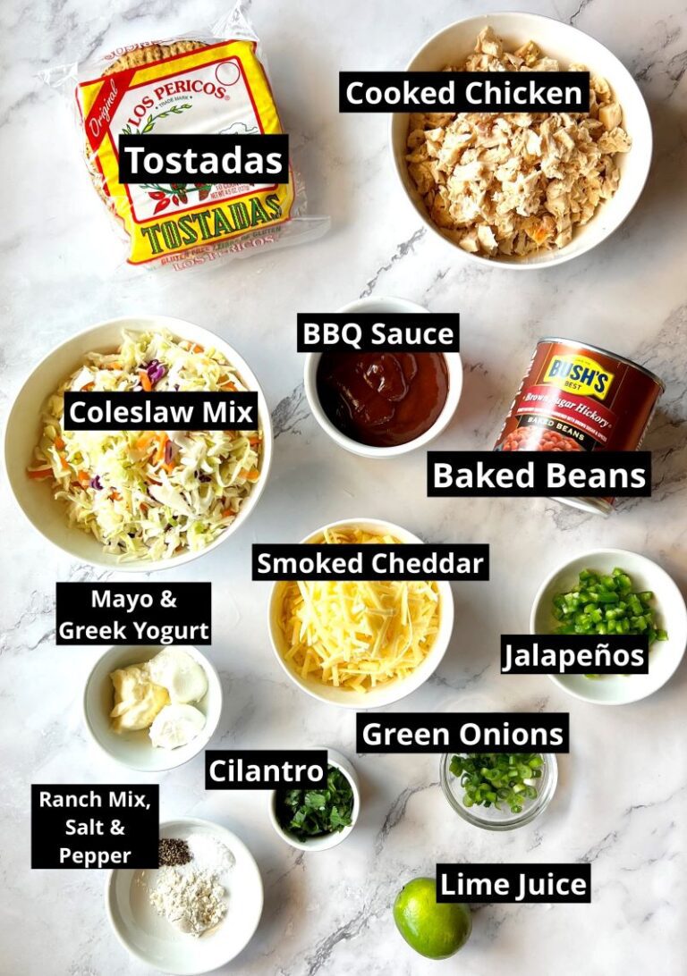 BBQ Chicken Tostadas with Jalapeno Ranch Coleslaw - The Menu Maid