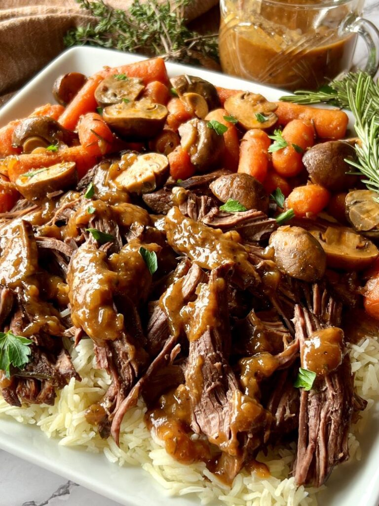 Braised Pot Roast with Mushrooms and Carrots - The Menu Maid