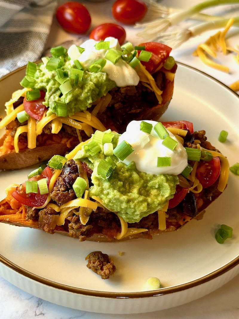 Taco Stuffed Baked Sweet Potatoes (Healthy Comfort Food)